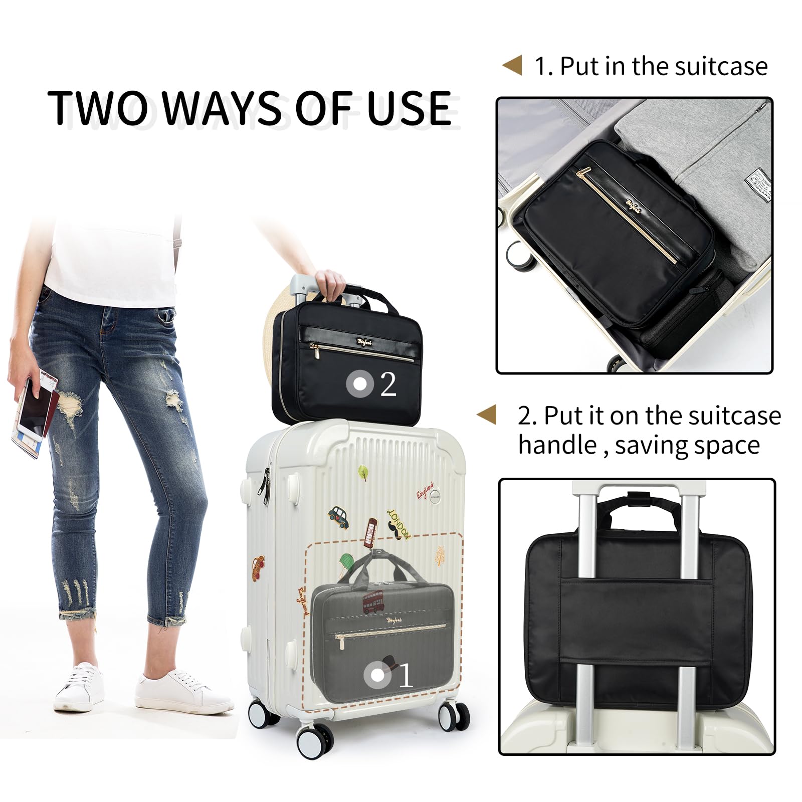 BIRFORK Travel Toiletry Bag, Large Hanging Toiletry Bag for Women Men, Cosmetic Makeup Bag for Traveling, Makeup Organizer for Full-Size Shampoo, Travel Essentials Bag