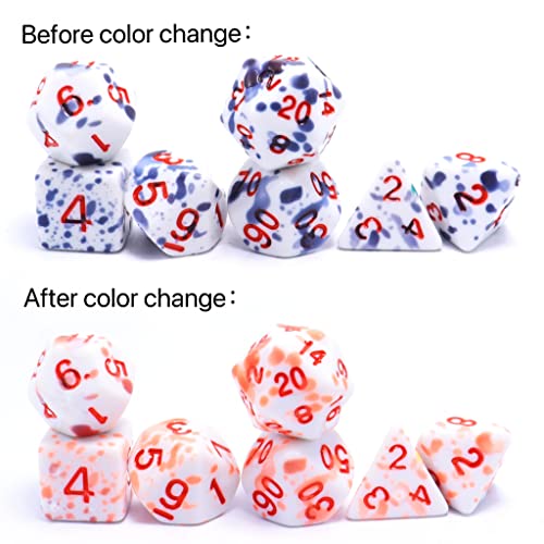 DND Game Dice Set Polyhedral - IDTQ Dungeons and Dragons Color Changes with Temperature Purple Red White Black Blue Yellow Green Dice Set RPG MTG Table Games 6sets D4 D6 D8 D10 D12 D20
