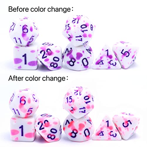 DND Game Dice Set Polyhedral - IDTQ Dungeons and Dragons Color Changes with Temperature Purple Red White Black Blue Yellow Green Dice Set RPG MTG Table Games 6sets D4 D6 D8 D10 D12 D20