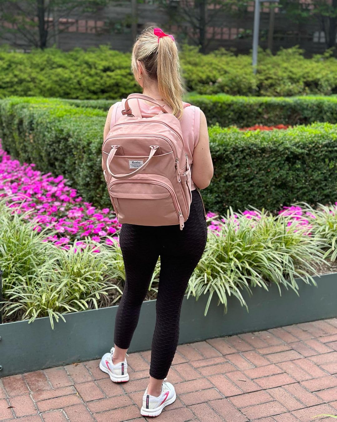 RUVALINO Diaper Bag Backpack, Multifunction Travel Pack Maternity Baby Changing Bags, Large Capacity, Waterproof, Pink