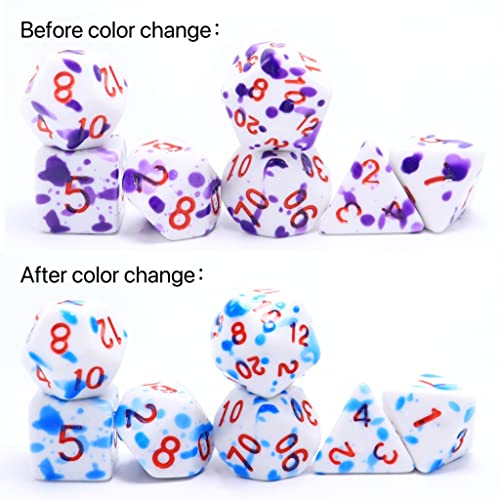 DND Game Dice Set Polyhedral - IDTQ Dungeons and Dragons Color Changes with Temperature Purple Red White Black Blue Yellow Green Dice Set RPG MTG Table Games 6sets D4 D6 D8 D10 D12 D20