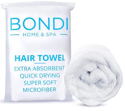 BONDI HOME SPA Microfiber Hair Towel - Extra Large Wet Hair Towel Wrap (42 x 22) - Anti-Frizz, Fast Hair Drying Towel - Perfect for Long, Thick or Curly Hair (Rectangle)