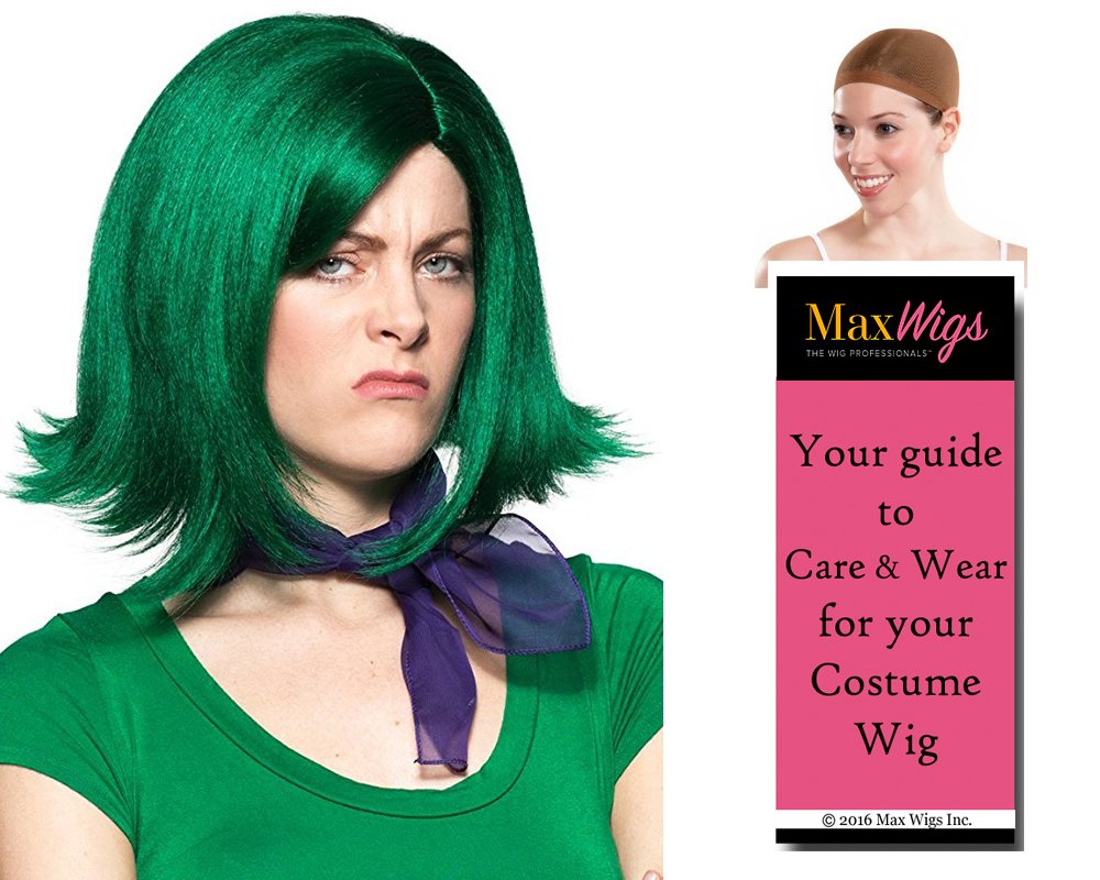 Disgust Inside Out Color Hunter - Enigma Wigs Women's Gust Emotion Personality Bundle with Wig Cap, MaxWigs Costume Wig Care Guide
