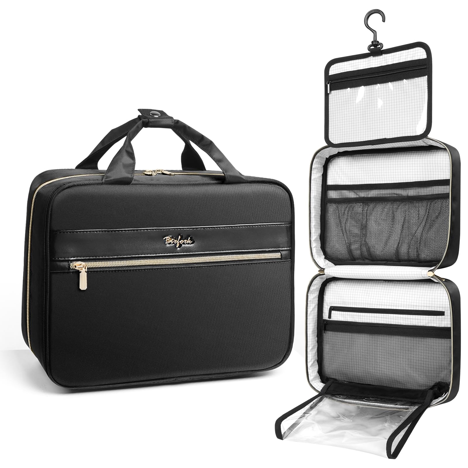 BIRFORK Travel Toiletry Bag, Large Hanging Toiletry Bag for Women Men, Cosmetic Makeup Bag for Traveling, Makeup Organizer for Full-Size Shampoo, Travel Essentials Bag