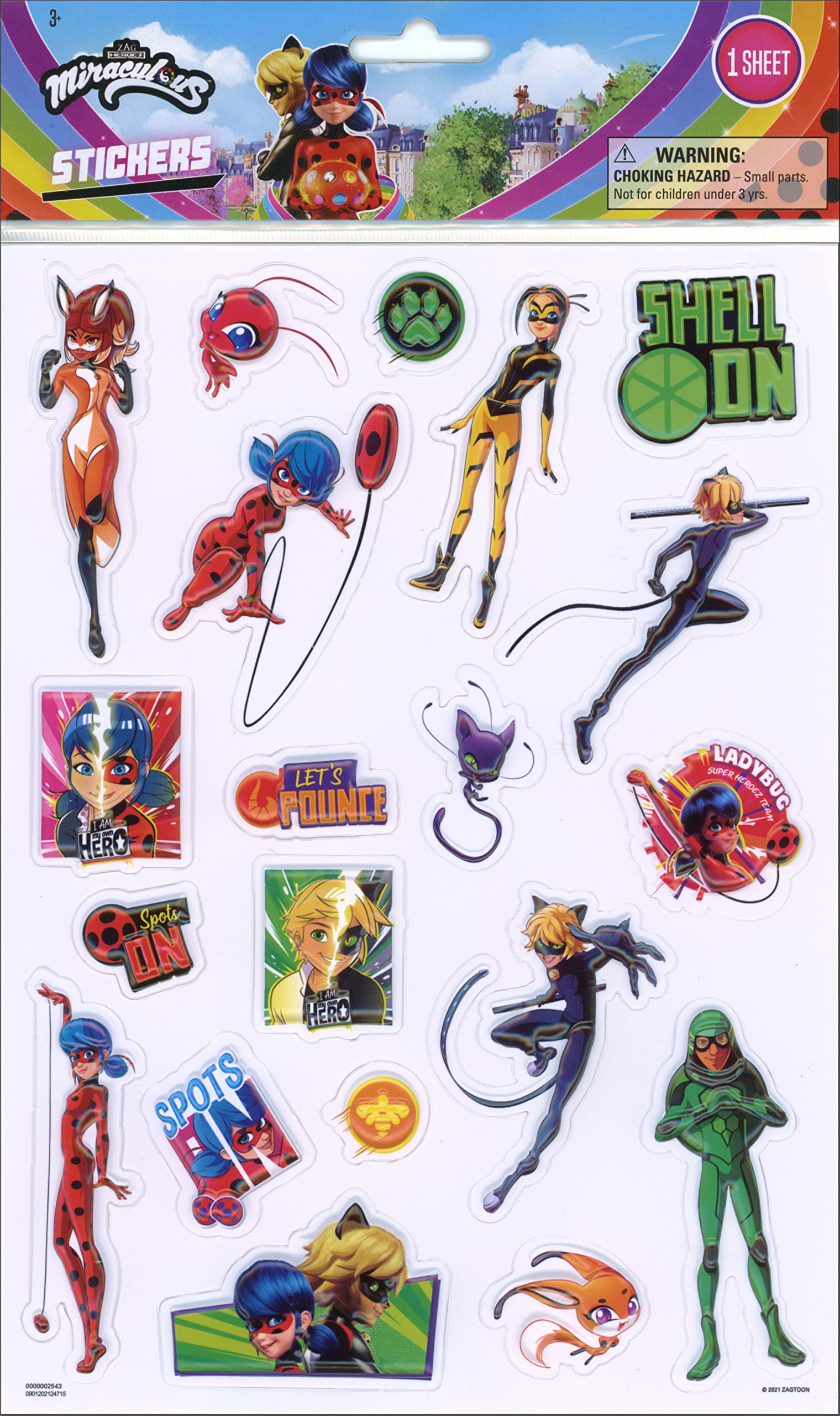 Miraculous Ladybug and Cat Noir - Activity Bundle - Miraculous Ladybug Stickers, Miraculous Ladybug Raised Stickers, 2-Sided Door Hanger