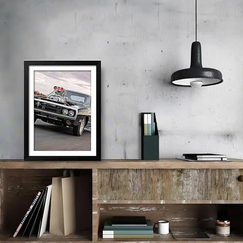NIHO-JIUMA Diamond Art Wood Frames, Ideal for 12x16/30x40cm Diamond Paintings & Oil Photos. Set of 2 Natural Solid Wood Frames with Plexiglass Protection, Black Finish