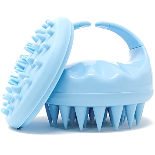 Flathead Products Hair Scalp Massager and Shampoo Brush for Shower Dandruff Removal - Wet and Dry - Encourages Growth - Includes 2 Massage Removal Heads