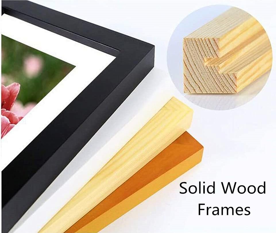 NIHO-JIUMA Diamond Art Wood Frames, Ideal for 12x16/30x40cm Diamond Paintings & Oil Photos. Set of 2 Natural Solid Wood Frames with Plexiglass Protection, Black Finish