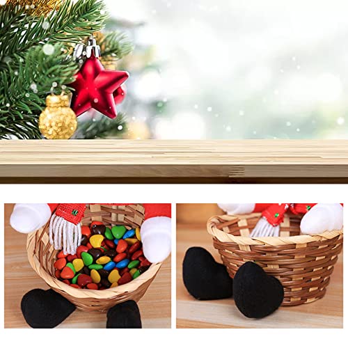 LINNNZI Christmas Candy Storage Basket, 2 Pack Reindeer Gingerbread Man Christmas Candy Dish, Cute Snack Sugar Desktop Container Box for Holiday Table Desk Christmas Decoration Gifts