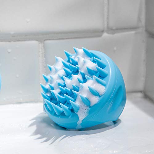 Flathead Products Hair Scalp Massager and Shampoo Brush for Shower Dandruff Removal - Wet and Dry - Encourages Growth - Includes 2 Massage Removal Heads
