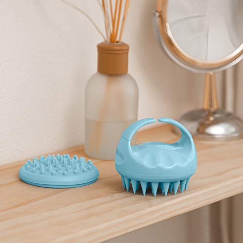Flathead Products Hair Scalp Massager and Shampoo Brush for Shower Dandruff Removal - Wet and Dry - Encourages Growth - Includes 2 Massage Removal Heads
