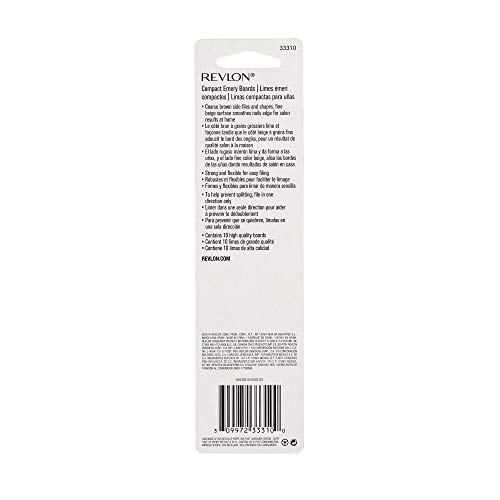 Compact Nail File by Revlon, Dual Sided Nail Care Tool, Smooths & Shapes Nails, Easy to Use, Compact Emery Boards (Pack of 10)