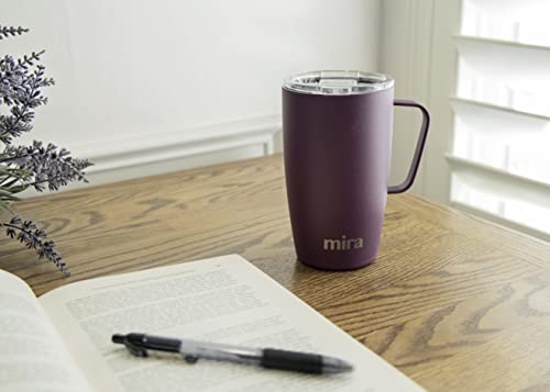 MIRA 18 oz Insulated Coffee Mug - Stainless Steel Travel Cup with Easy-Grip Handle - Car Cup Holder Compatible - Iris