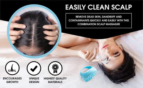Flathead Products Hair Scalp Massager and Shampoo Brush for Shower Dandruff Removal - Wet and Dry - Encourages Growth - Includes 2 Massage Removal Heads