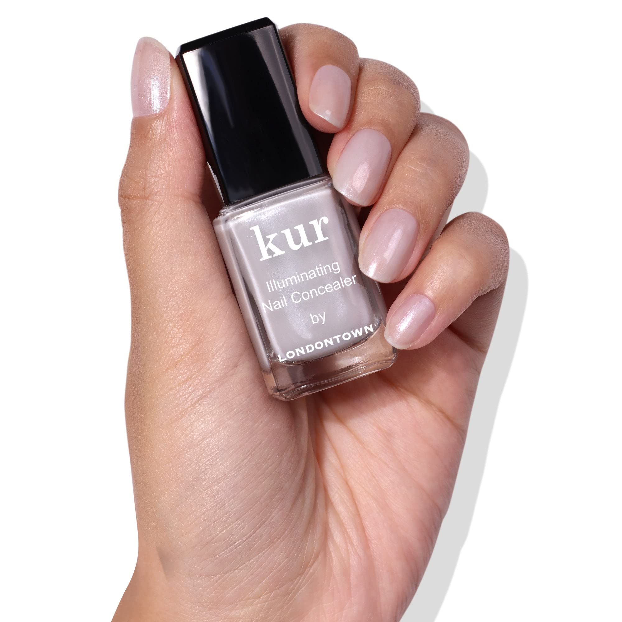 LONDONTOWN Illuminating Nail Concealer, Milky Sheer Quartz Gray Polish - Long Lasting Brightening Lacquer Nail Care for Discolored, Yellowing Nails, .40fl oz