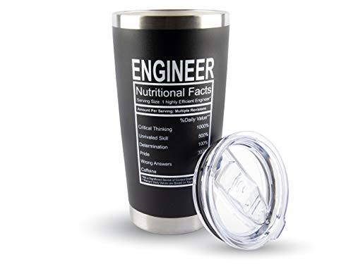 KLUBI Engineer Gifts - Large Travel Coffee Tumbler Mug 20oz - Funny Gift Idea for Mechanical, Electrical, Civil, Men, Women, Science, Nerd, Computer Programmer, Major, Grad