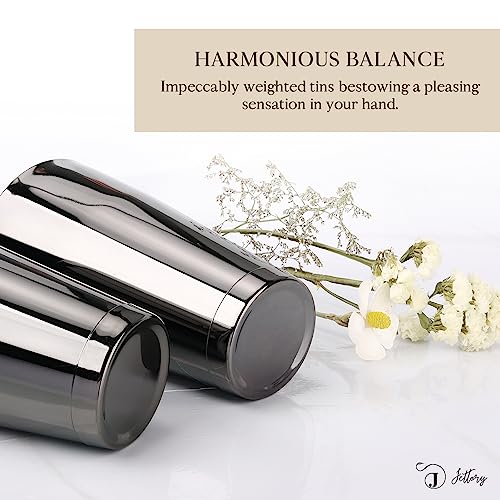 Jettory Boston Shaker - Premium 18 oz & 28 oz Weighted Cocktail Shaker - Professional Boston Shakers Set For Bartenders - Bar Shaker Made from Stainless Steel 304 - Bar Tool (Black)