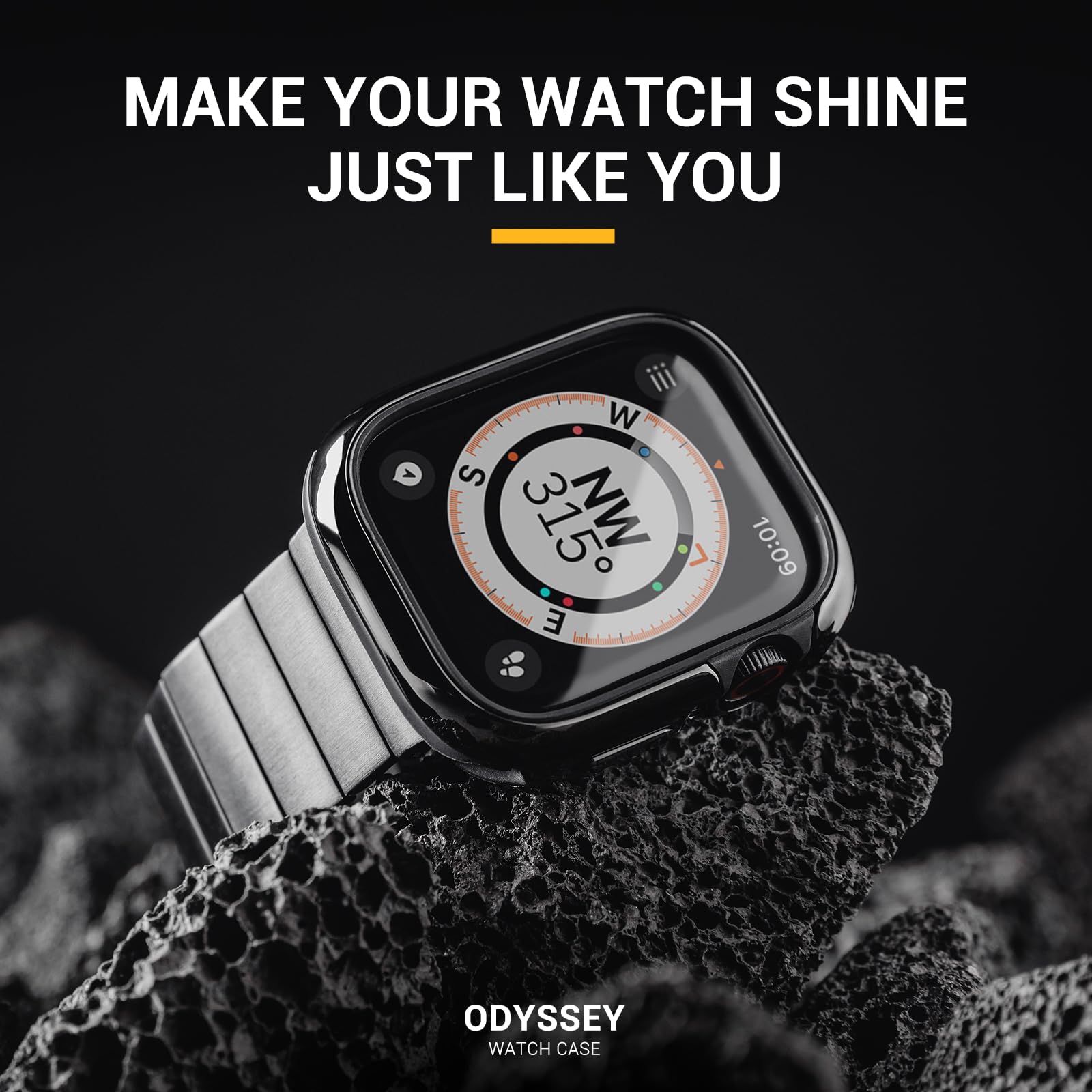 MAGEASY Aircraft-Grade Aluminum Rugged Case for Apple Watch Ultra 2, Apple Watch Ultra 49mm | 2 in 1 Metal Hard Shell with Shockproof Inner Bumper for Max Protection, Odyssey - Titanium