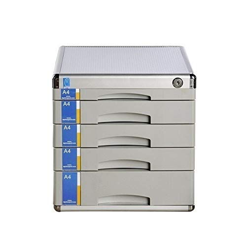LEYT Flat File Cabinet, Drawer Organizer Lockable, for Office Supplies Storage, Aluminum Alloy - Grey