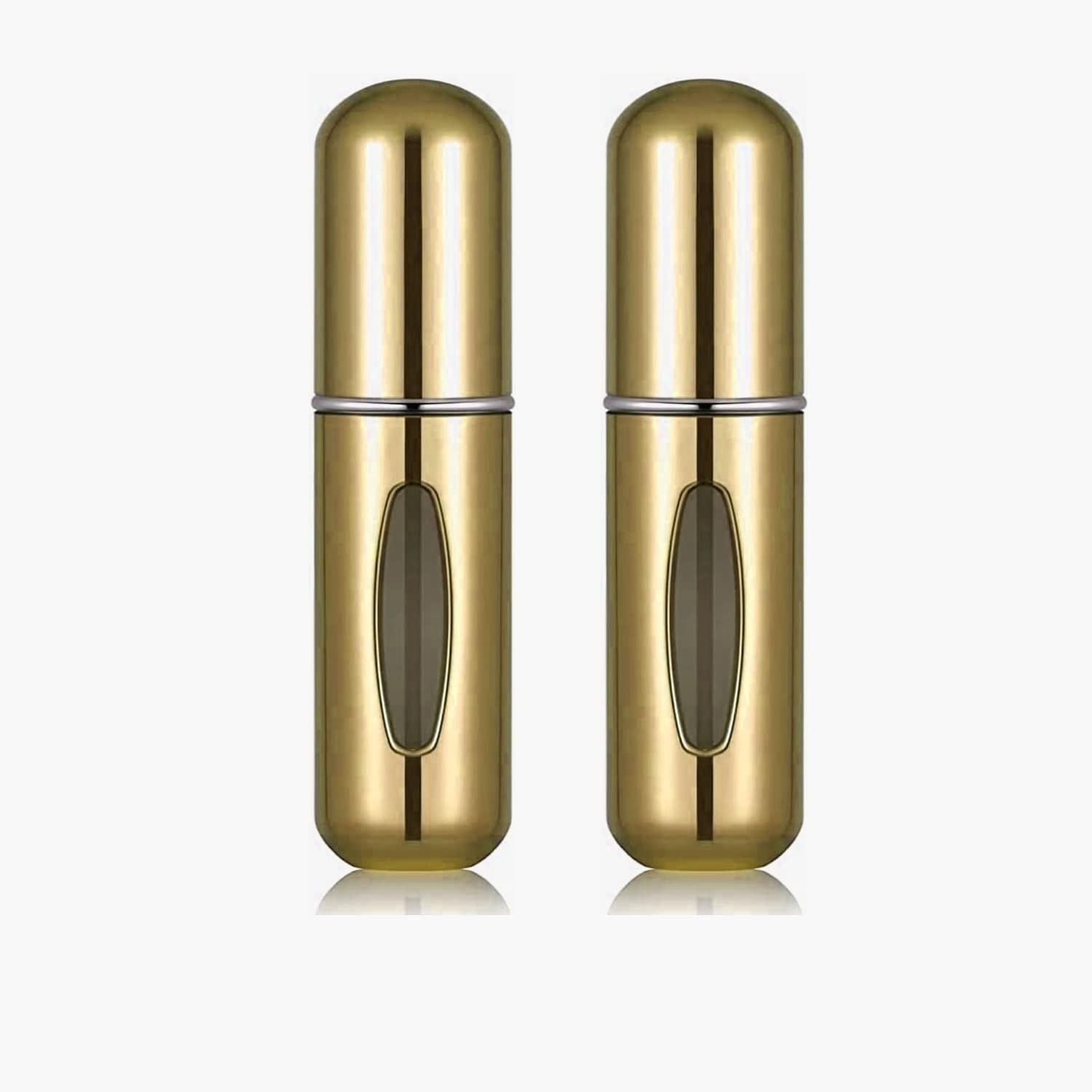 VIGOR PATH Portable Mini Refillable Perfume/Cologne Atomizer Bottle - great for travel, parties and events - Travel & toiletry accessory great for both men and women - 5ml/0.2oz (Gold - Pack of 2)