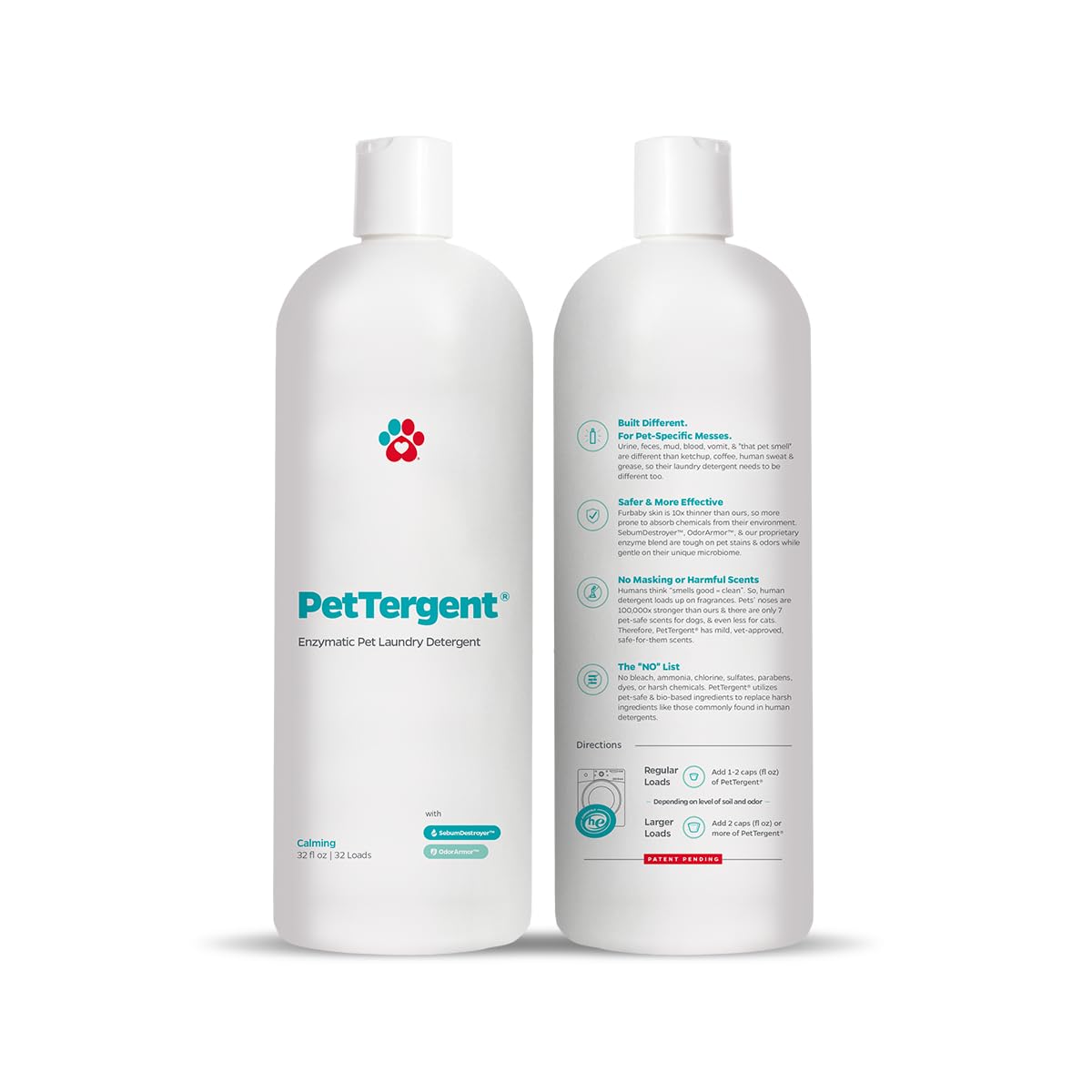 Pet ParentsĀ® PetTergentĀ®, Enzymatic Pet Laundry Detergent, 32 oz 32 Loads Pet Stain Remover & Pet Odor Eliminator, Laundry Detergent for Pets (Calming, 32 oz)