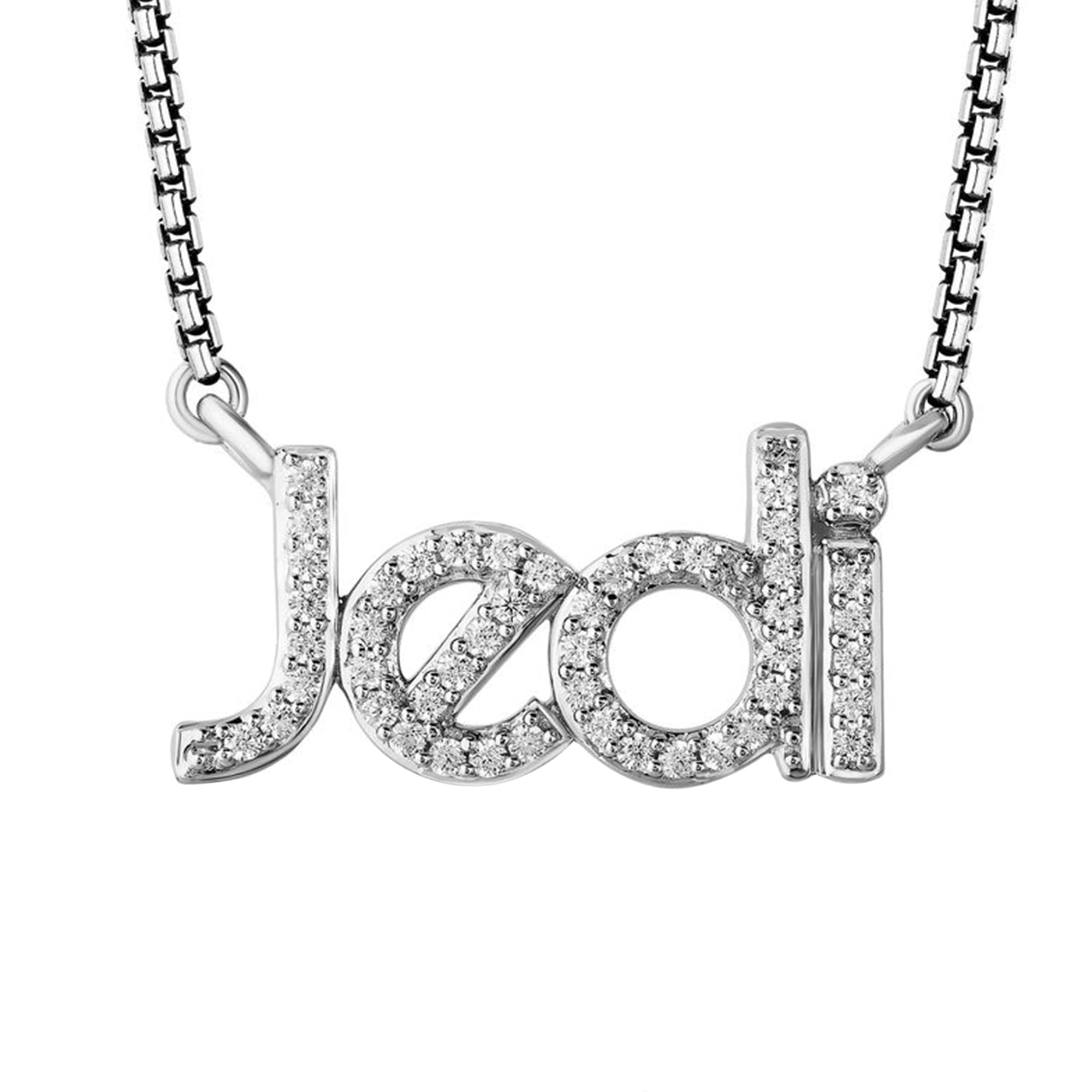 Jewelili Star Wars™ Fine Jewelry Into The Galaxy Sterling Silver Jedi Editorial Necklace with 1/6 Cttw Diamonds