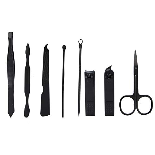 8pcs Manicure Set, Stainless Steel Material High Hardness Mens Grooming Kit, Eyebrow Scissors Nail Clipper Acne Needle Pedicure Kit, for Trim Nail Edge