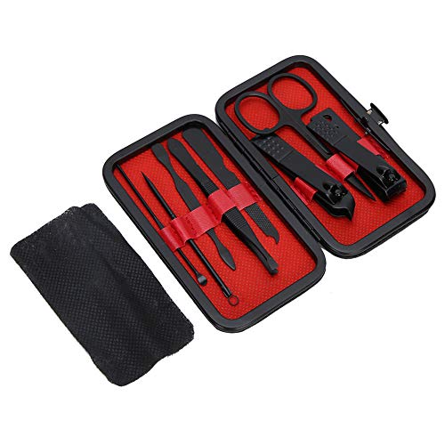 8pcs Manicure Set, Stainless Steel Material High Hardness Mens Grooming Kit, Eyebrow Scissors Nail Clipper Acne Needle Pedicure Kit, for Trim Nail Edge