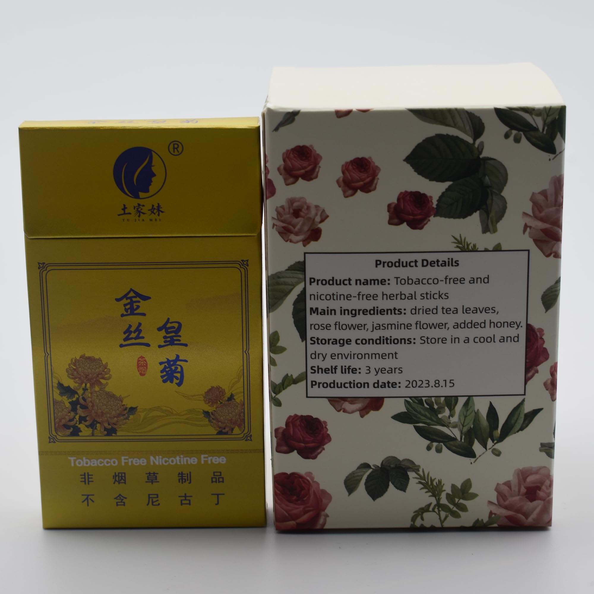 Fetcasy Honey and Rose Herbal Cigarettes, Tobacco and Nicotine Free, 2 Packs 40 Smokes