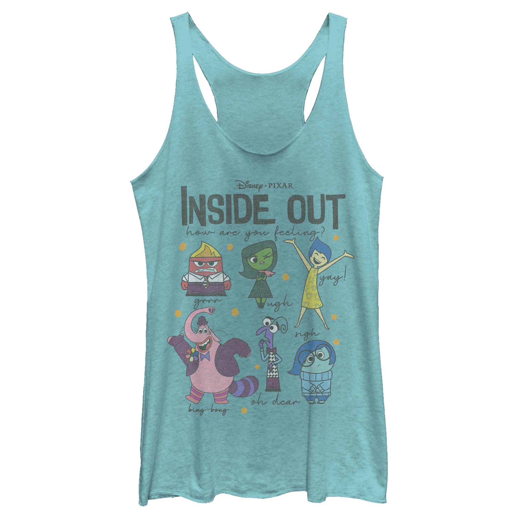 Pixar Inside Out Feels Women's Racerback Tank Top, Tahiti Blue, Large