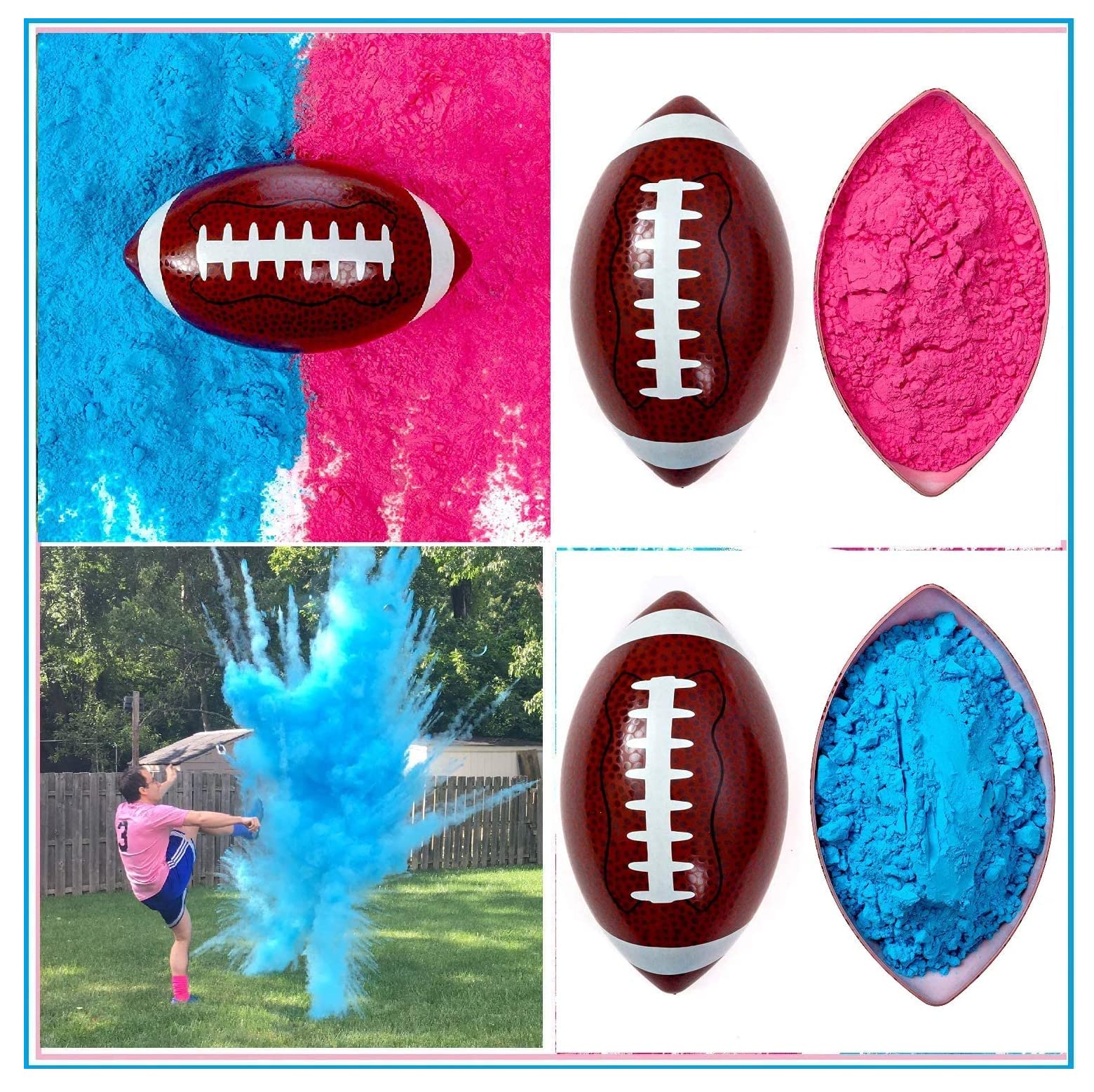 Simply Health Gender Reveal Football Closes Firmly and Non Transparent with Both Pink and Blue Powder. Hugh Colorful Powder Puff for The Best Gender Reveal Party Surprise