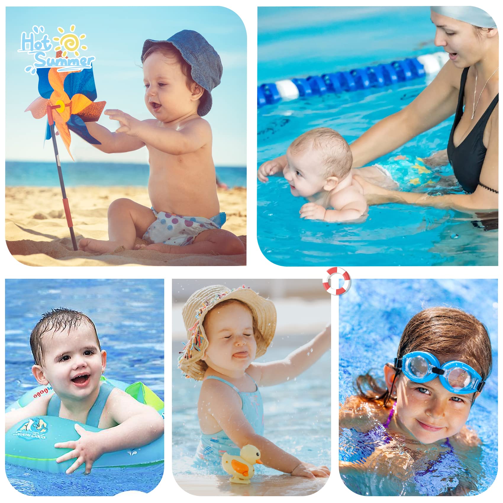Durio Reusable Diapers Baby Washable Baby Swim Diapers Infant Swim Diaper Waterproof Baby Beach Essentials White Rose 3-6 Month