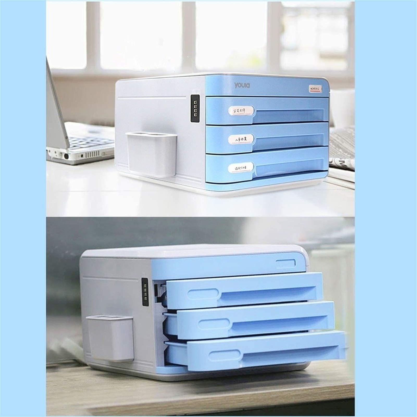 Desktop Organizer Storage Box - Desktop File Cabinet, Flat File Cabinet Storage, Desktop Drawer Cabinet, with Password Lock Drawer Storage Cabinet, Cosmetic Storage/Medicine Storage Box