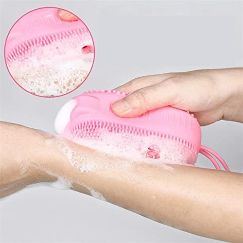INGVY Dry Brushing Body Brush Silicone Sponge Bath Shower Rub Bath Shower Wash Body Pot Sponge Scrubber (Color : Purple)