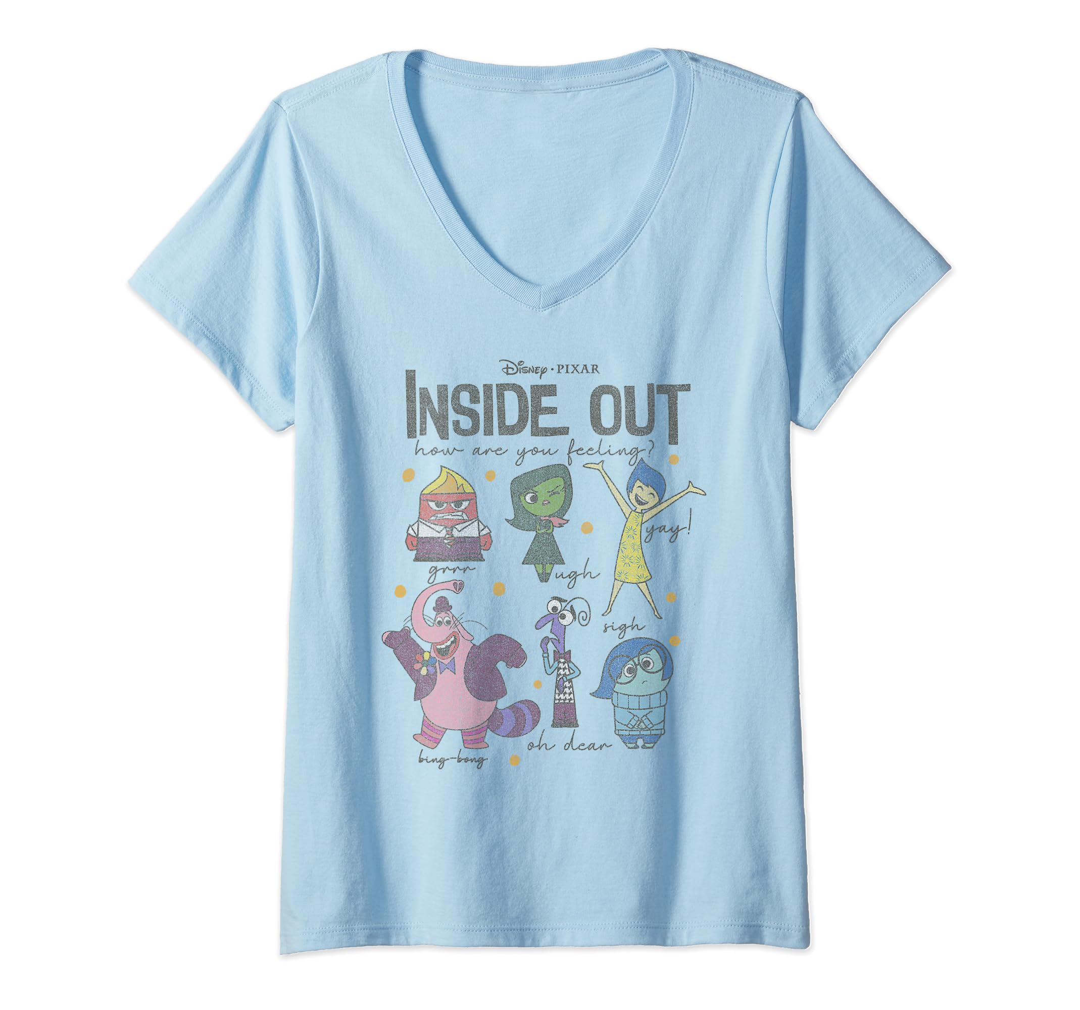 Womens Disney Pixar Inside Out How Are You Feeling Group Shot V-Neck T-Shirt