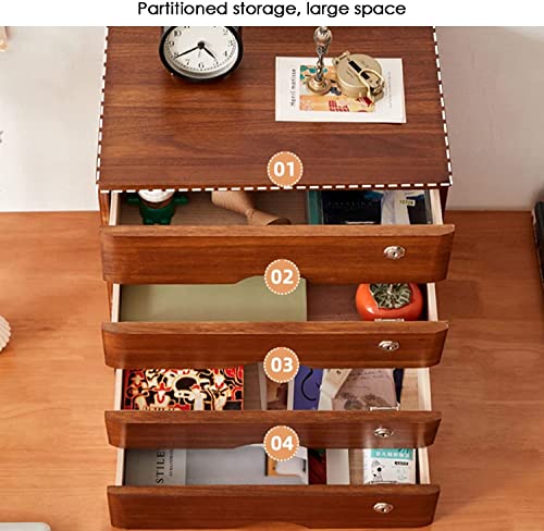 LEYT Wooden Desktop Storage Box with Lockable Drawers, Office Supplies A4/Receipt File Organizer, Flat File Cabinet (Color : A)