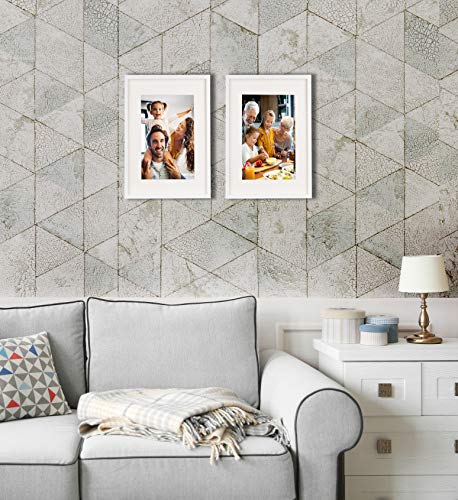 BD ART 12x16 White Picture Frame Made of Wood and High Definition Glass Display Pictures 8x12 with Mat or 12x16 Without Mat - Vertical and Horizontal Wall Mounting