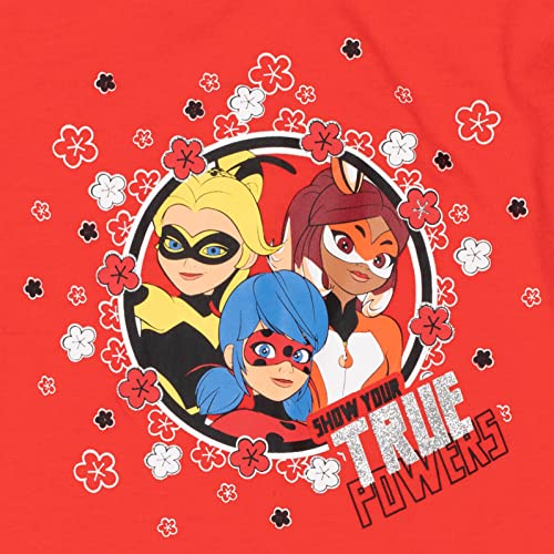 Miraculous Ladybug Cat Noir Rena Rouge Little Girls 2 Pack Ruffle T-Shirts Gray/Red 4-5