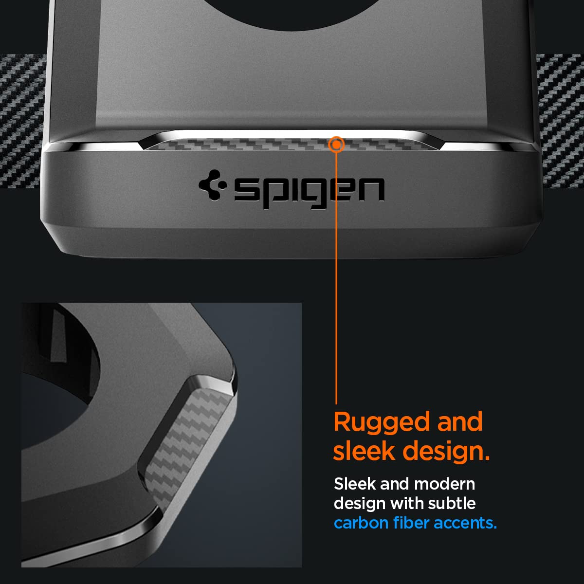 Spigen Rugged Armor Stand Designed for Apple Watch Charger Stand Compatible with Ultra 2/1 49mm, Series 10 46/42mm, 9/8/7 45/41mm, SE2/SE/6/5/4 44/40mm Durable TPU with Non-Slip Stable Base - Black