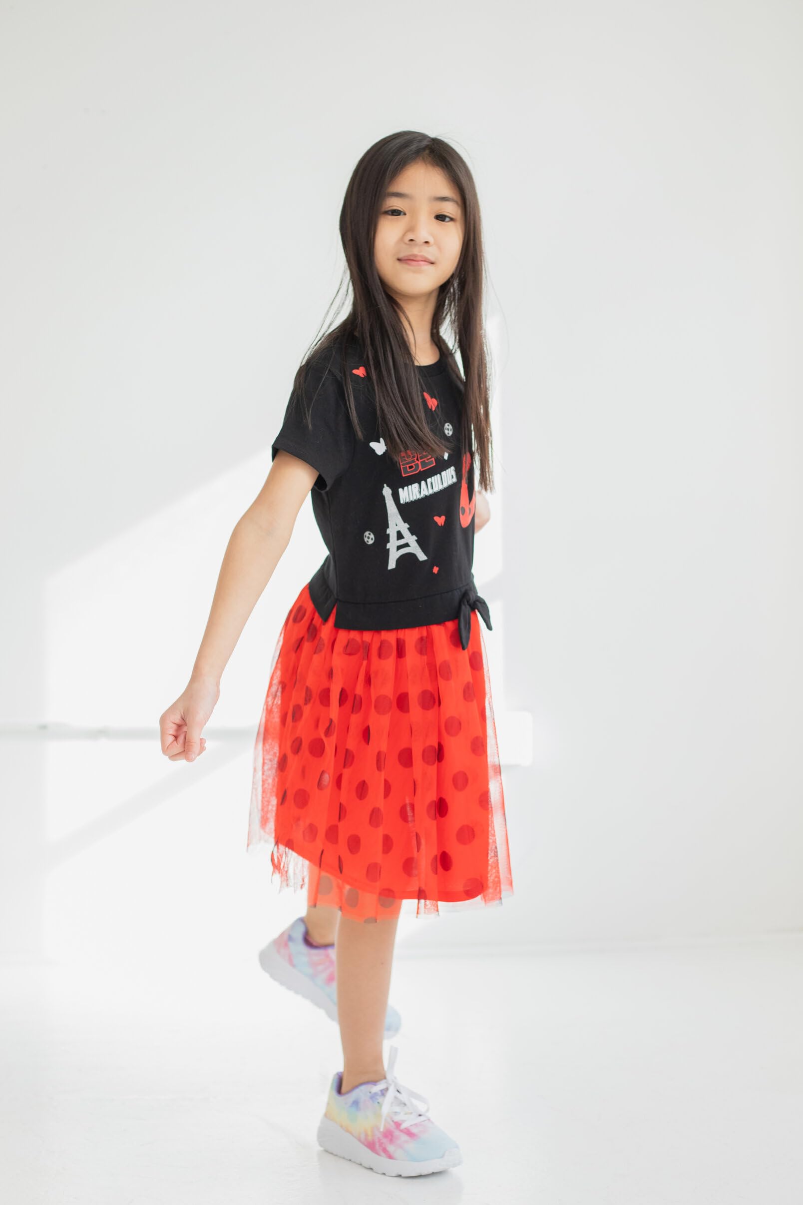 Miraculous Ladybug Little Girls Tulle Dress Black/Red 6