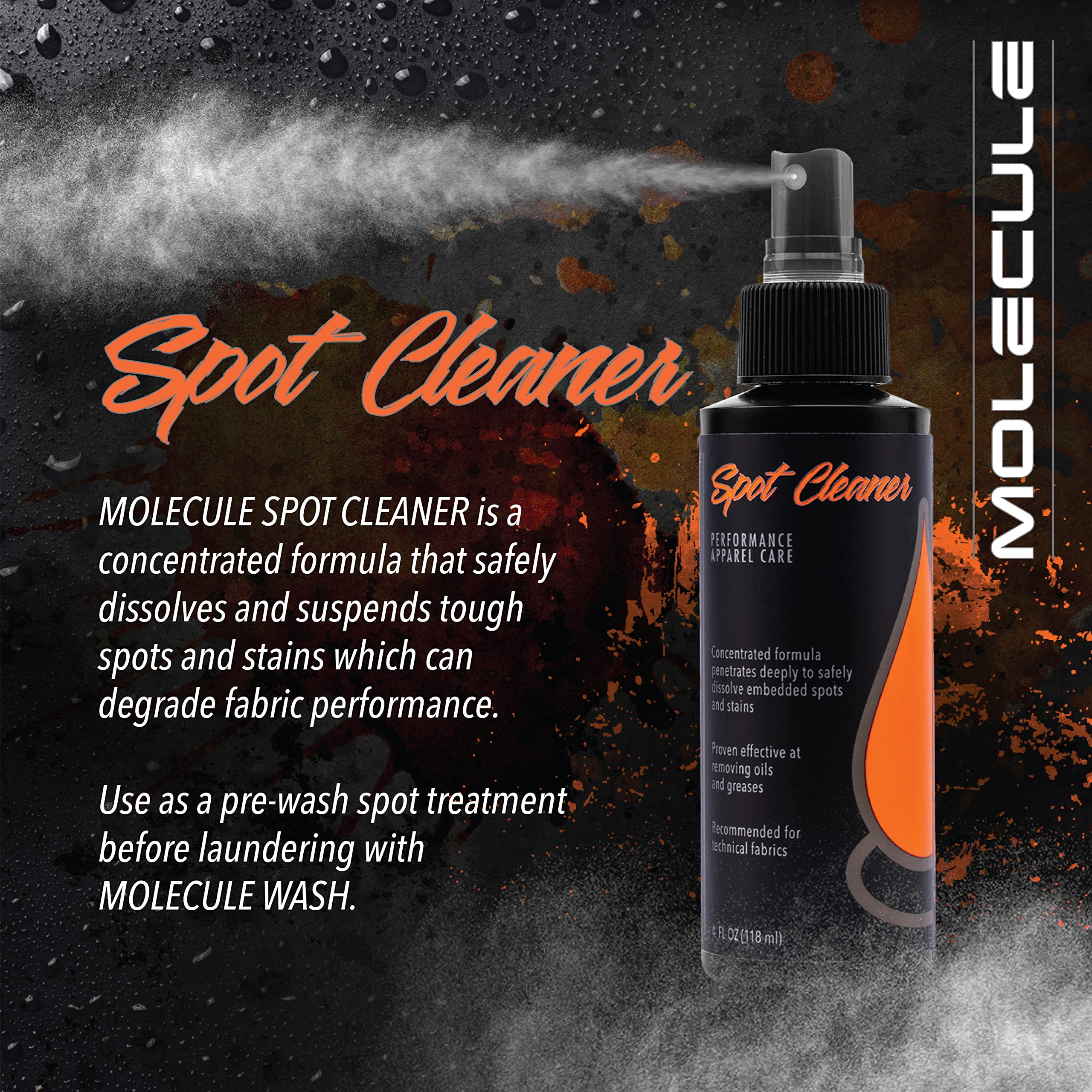 Molecule Clean Kit, 16 Ounce Wash, 4 Ounce Refresh, 4 Ounce Spot Cleaner, Laundry Bag, Performance Apparel Care, Race Suits, Removes Tough Spots and Stains (1 Kit)