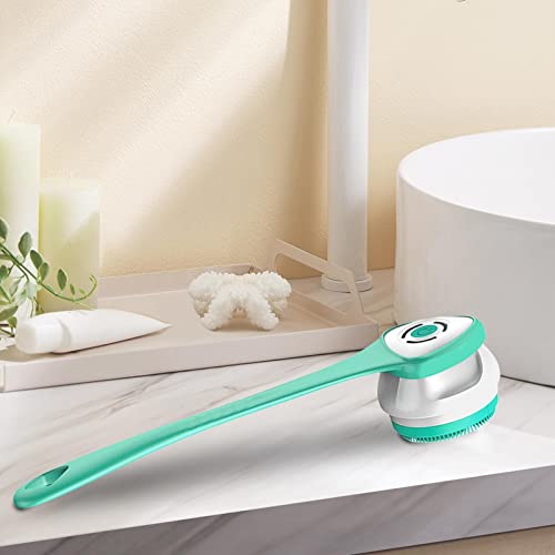INGVY Dry Brushing Body Brush Electric Shower Brush with Long Handle Back Scrubber Body Brush for Deep Cleaning Cleansing Bathing Shower Washing (Color : Red)
