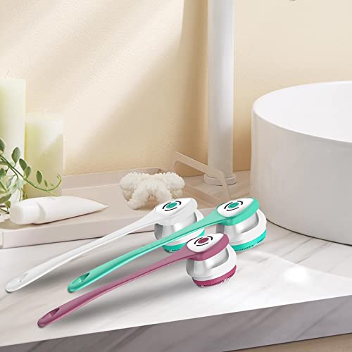 INGVY Dry Brushing Body Brush Electric Shower Brush with Long Handle Back Scrubber Body Brush for Deep Cleaning Cleansing Bathing Shower Washing (Color : Red)