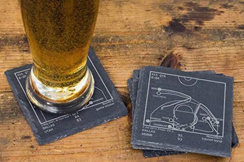 Greatest Mavericks Plays: Slate Coasters (Set of 4) | Best Gift Idea for Sports Lovers | Mavericks Historic Moments Gifts