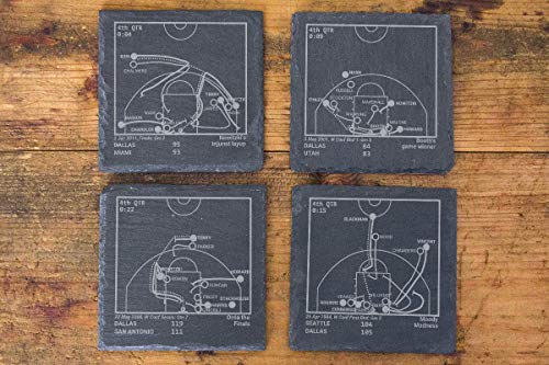Greatest Mavericks Plays: Slate Coasters (Set of 4) | Best Gift Idea for Sports Lovers | Mavericks Historic Moments Gifts