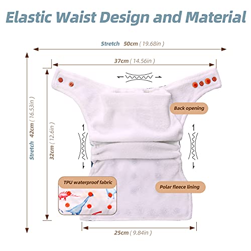 Baby Cloth Diapers One Size Adjustable Washable Reusable Pocket Diapers for Baby Girls and Boys 5 Packs +5 Microfiber Inserts