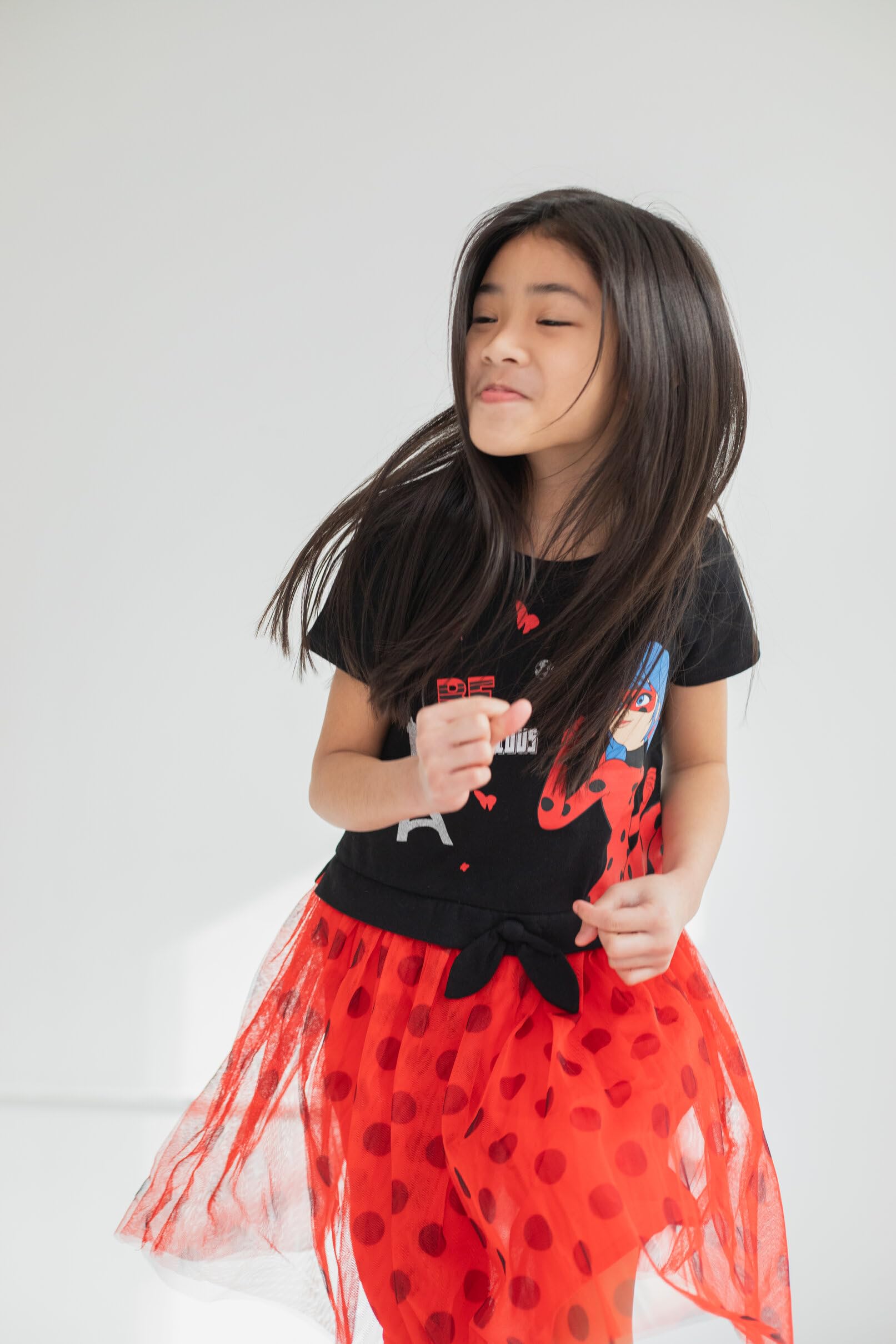 Miraculous Ladybug Little Girls Tulle Dress Black/Red 6