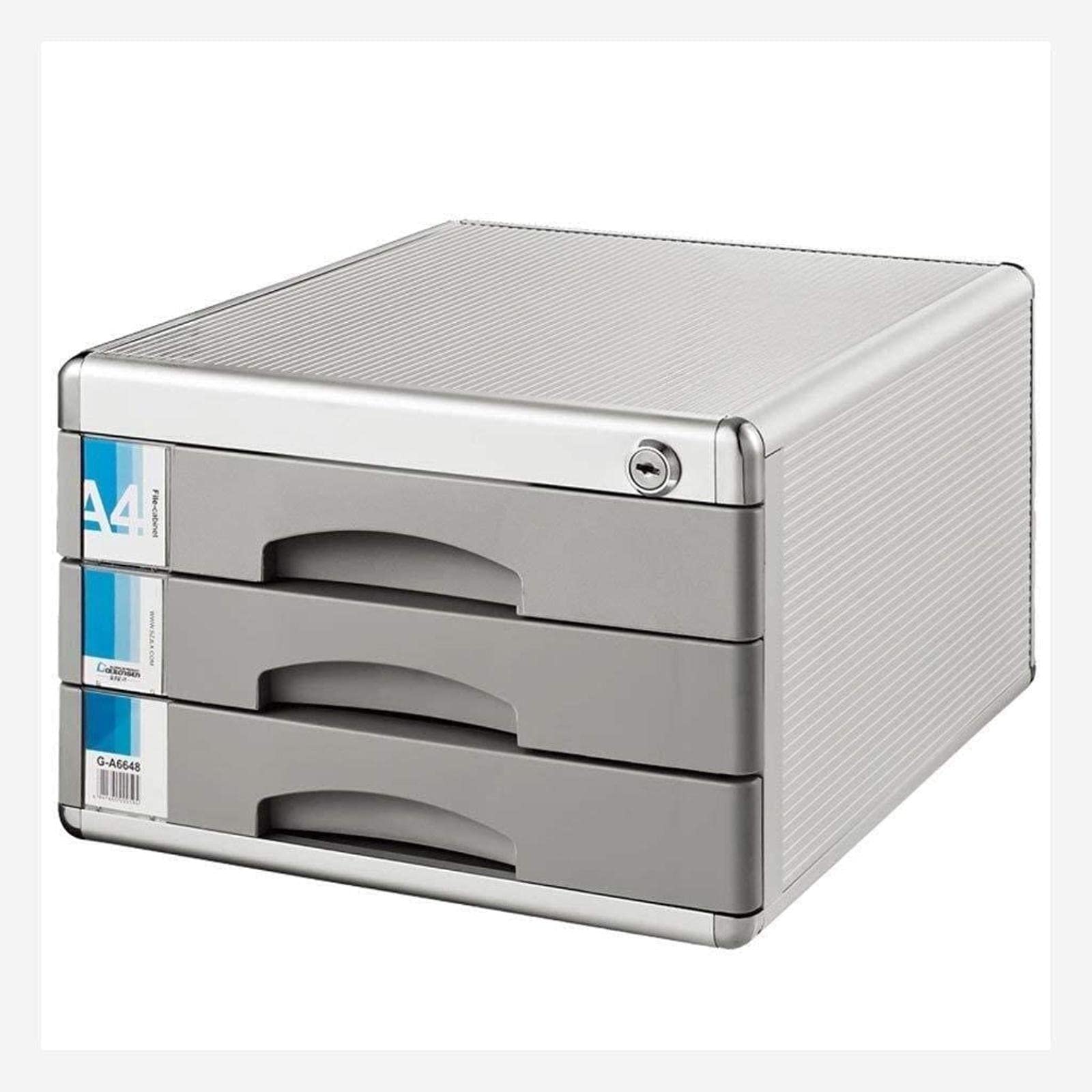 File Storage Cabinet Moremulti-Functional Desk Organizer File Cabinet Office Supplies Desktop Storage Box Flat Cabinets Various Plastic(30X36X20.5CM) File Box (Color : Silver) (Color : Silver)