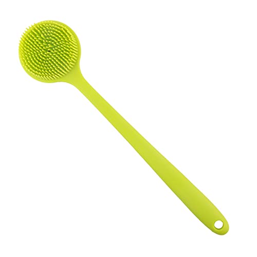INGVY Dry Brushing Body Brush Cepillo de baño de Mango Largo, masajeador Corporal, cepillo de silicona para el cuidado de la piel, cepillos de ducha (Color : Green)