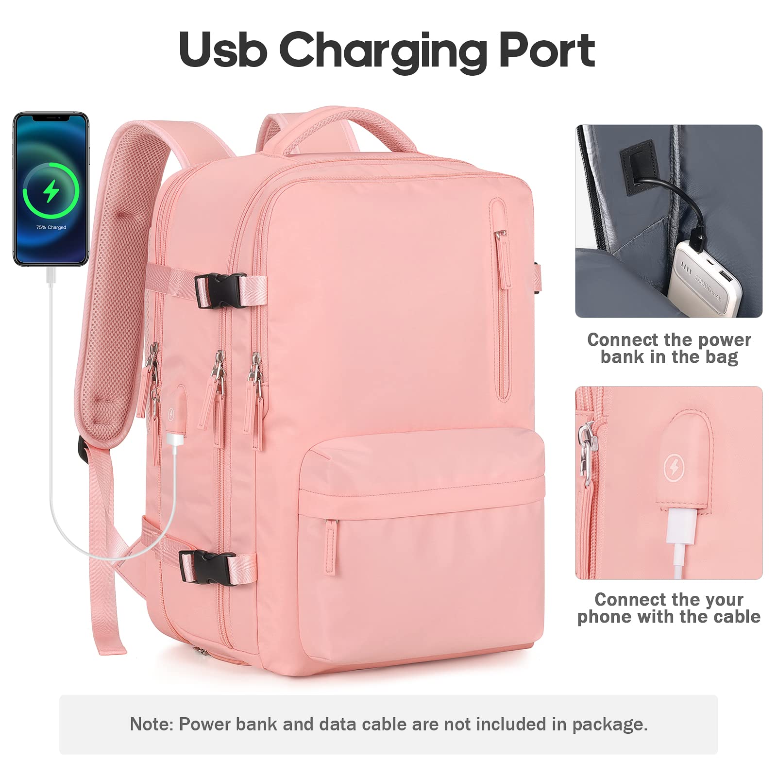 Bagsure Large Travel Backpack for Women Men, 45L Expandable Carry On Backpack, 17 Inch Laptop Backpack Waterproof College Business, Flight Approved